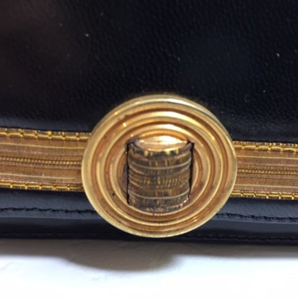 Rodo | Bags | Vintage Rodo Black Leather Wgold Trim Italian Shoulder ...
